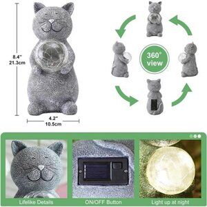 Accents | Solar Cat Statue Garden Decor Cat Lover Gifts With Gazing ...